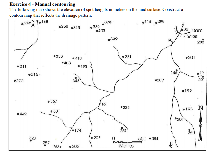 Solved Exercise 4 - Manual contouring The following map | Chegg.com