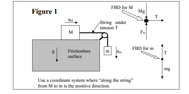 Solved FBD for M Figure 1 Mg String under tension T FN FBD | Chegg.com