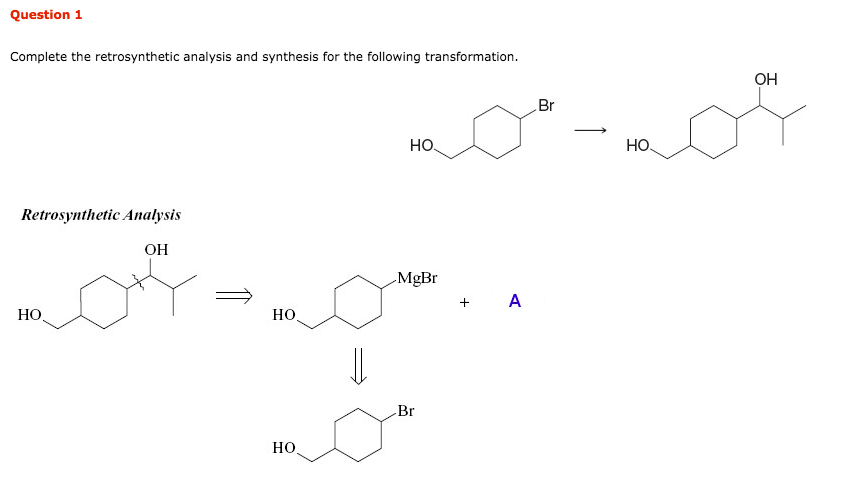 Solved Question 1 Complete the retrosynthetic analysis and | Chegg.com