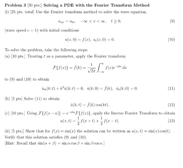 Solved Use the Fourier transform method to solve the wave | Chegg.com