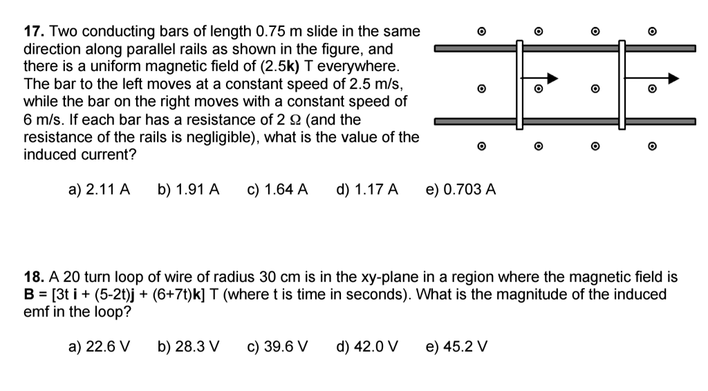 Solved Two conducting bars of length 0.75 m slide in the | Chegg.com