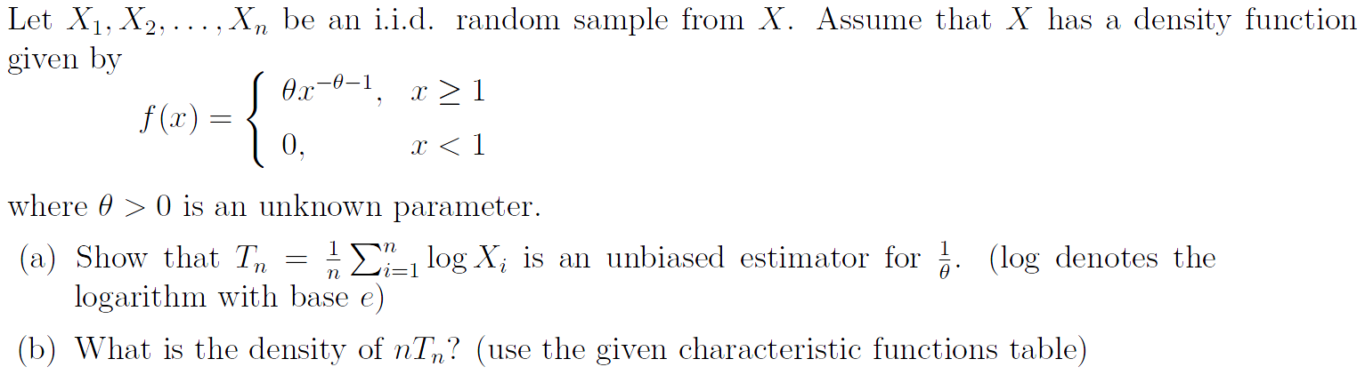 Let X1,X2,.. Xn be an i.i.d. random sample from X. | Chegg.com