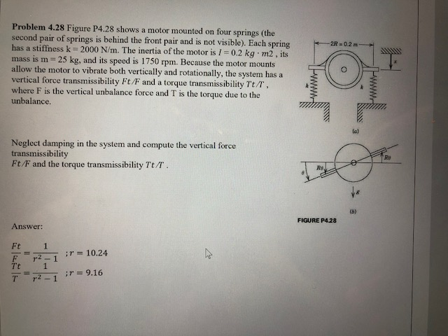 Solved Problem 4.28 Figure P4.28 shows a motor mounted on | Chegg.com