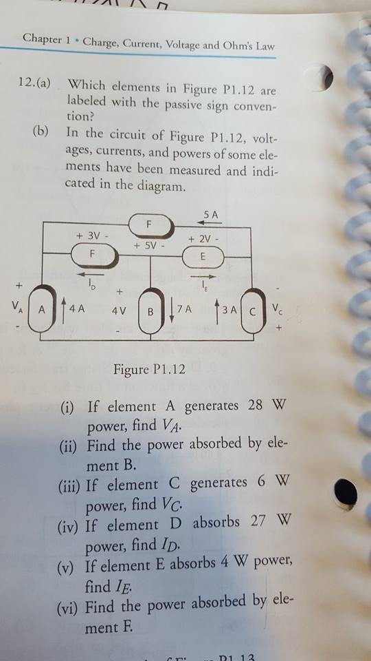 Solved Chapter 1 Charge, Current, Voltage and Ohm's Law | Chegg.com