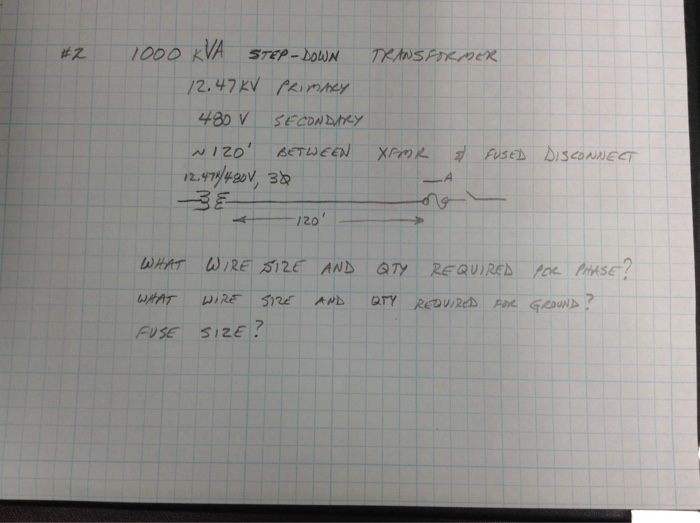 Solved 1000 kva step down 12.47 kv primary What wire size | Chegg.com