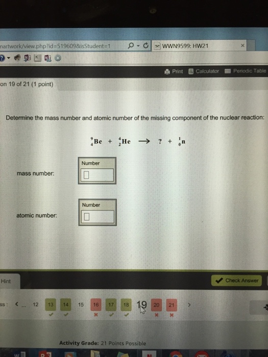 Solved Determine the mass number and atomic number of the | Chegg.com
