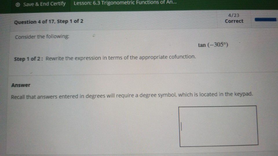 Solved Functions of An... ® Save & End Certify Lesson: 6.3 | Chegg.com