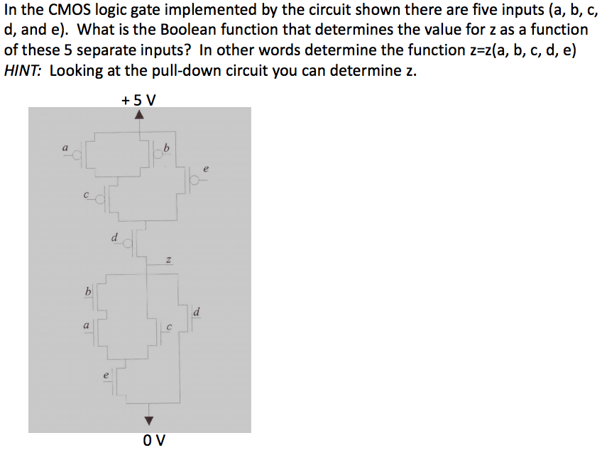 Solved In the CMOS logic gate implemented by the circuit | Chegg.com