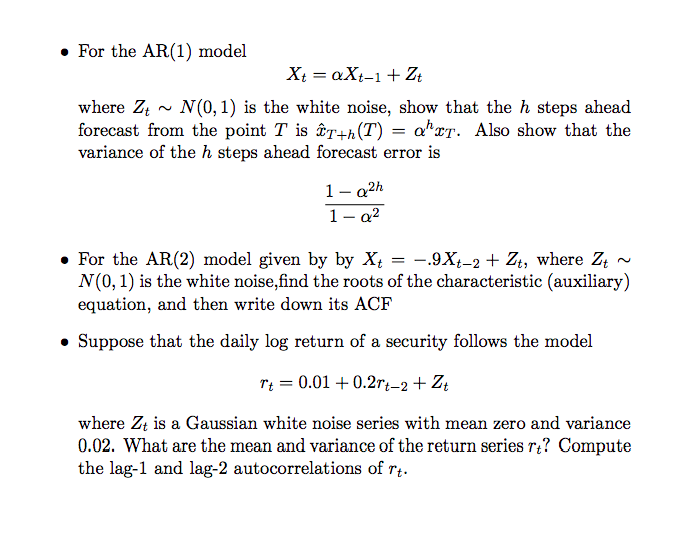 For The Ar1 Model Where Zt~n0 1 Is The White 