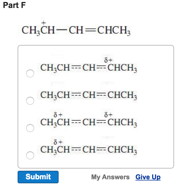 Solved Part A CH3C-CH CHCH CH3 CH3C- CH- CHCH3 CH3 6+ CH3C- | Chegg.com