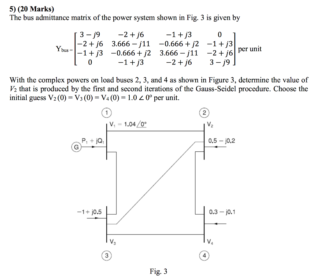 Solved 5) (20 Marks) The bus admittance matrix of the power | Chegg.com