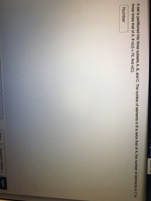 Solved A set is partitioned into three subsets A, B. and C. | Chegg.com