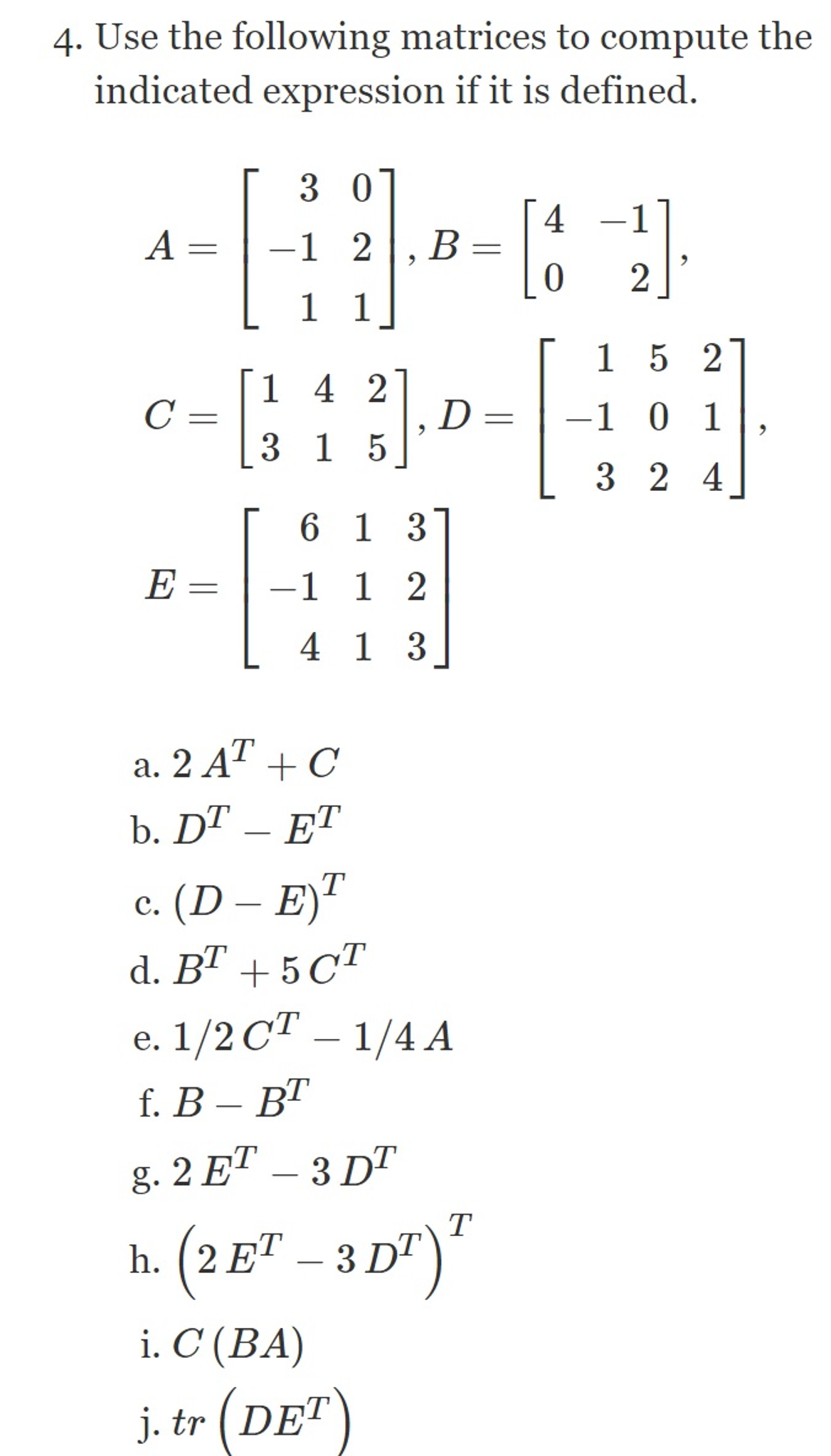 Solved A1Q4 Linear Assignment. SHOW ALL STEPS FOR THE | Chegg.com