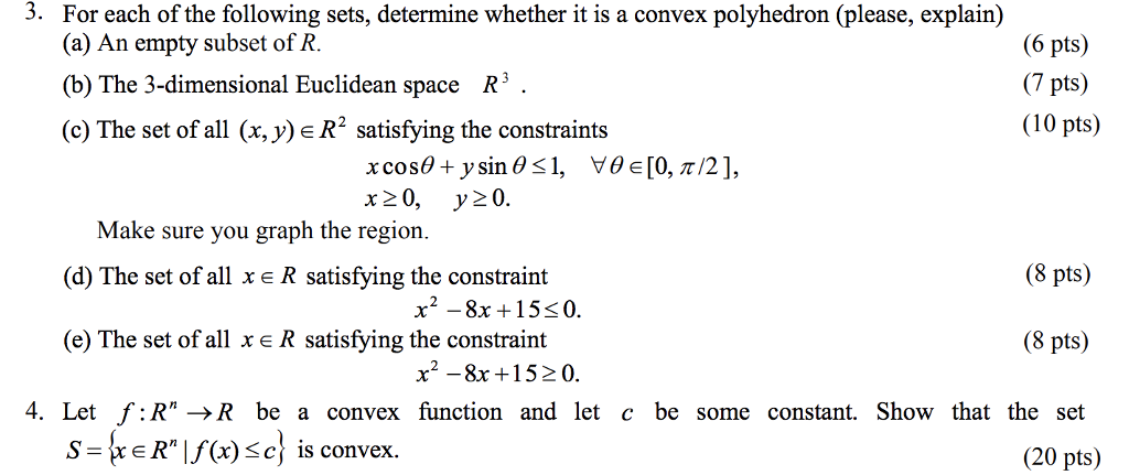Solved 3 For Each Of The Following Sets Determine Whether