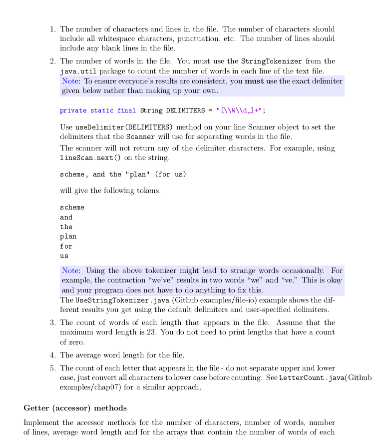 Solved 2 Interface to get statistics from a text file. Used | Chegg.com