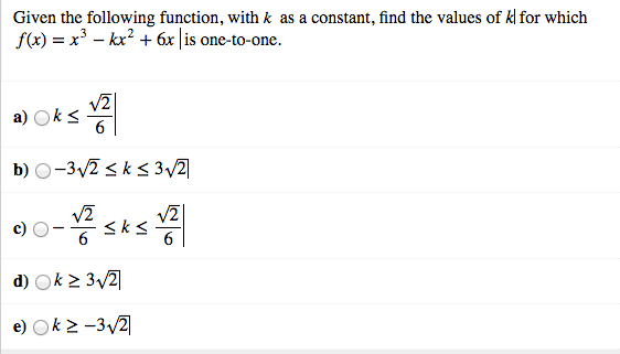 Solved Given the following function, with k as a constant, | Chegg.com