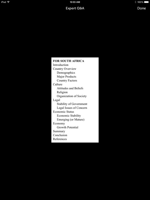 FOR SOUTH AFRICA Introduction Country Overview | Chegg.com