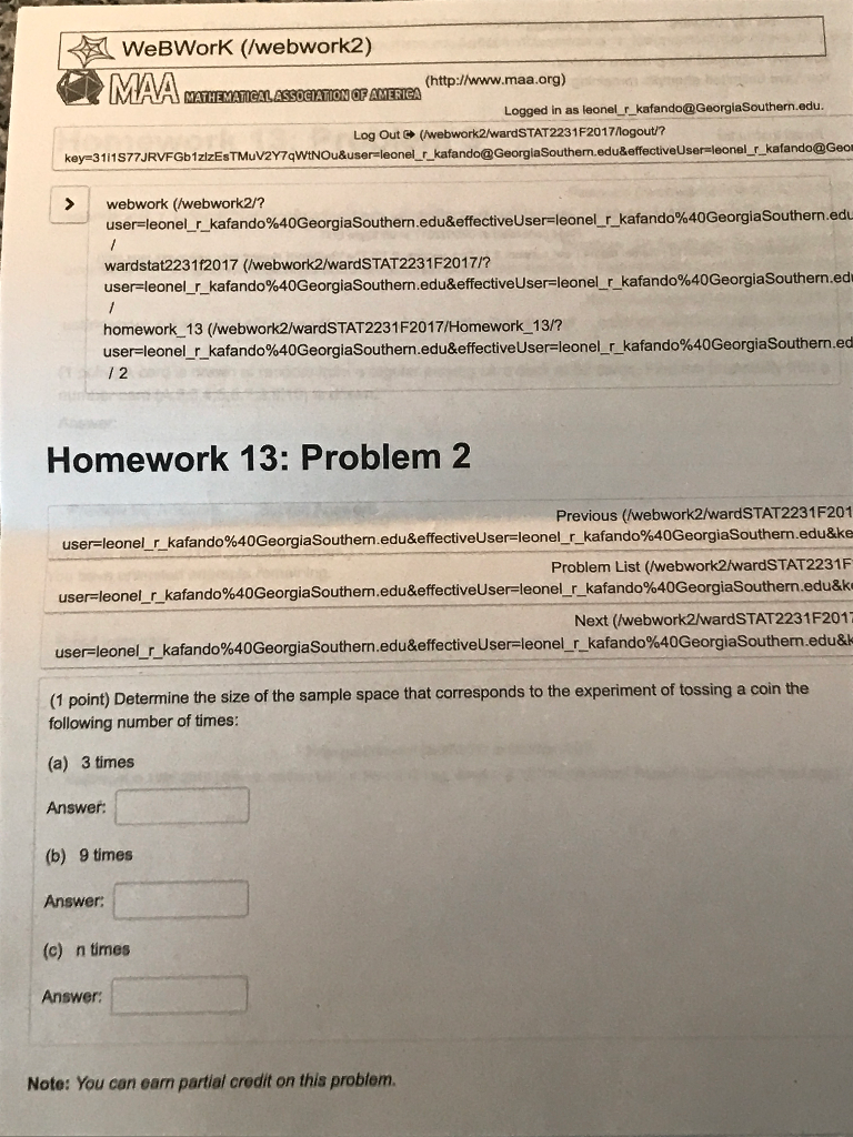 Solved WeBWorK (/webwork2) MAA CEMTRAREM | Chegg.com