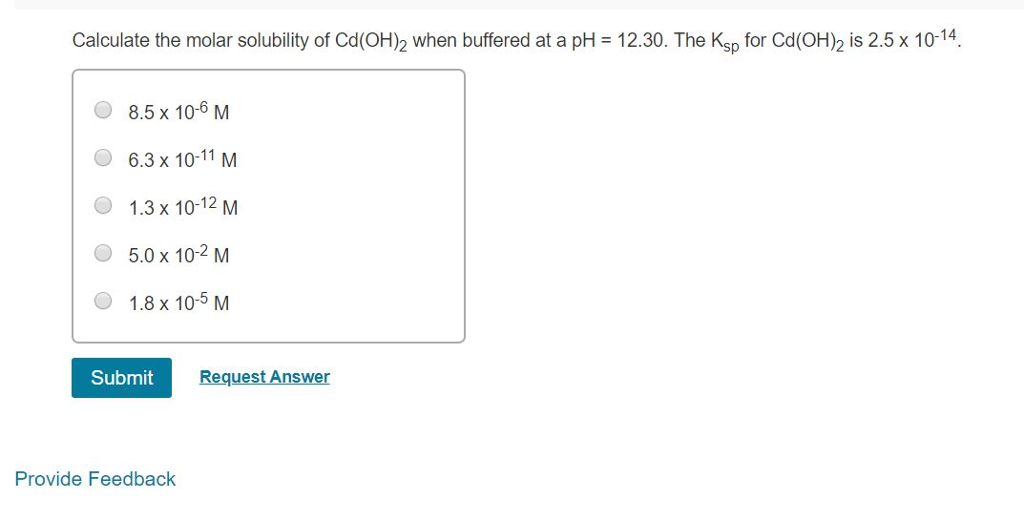 Solved Calculate the molar solubility of Cd(OH)2 when | Chegg.com