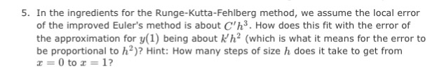 Solved In the ingredients for the Runge - Kutta - Fehlberg | Chegg.com