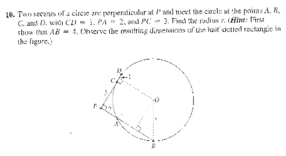 Solved Two secants of a circle are perpendicular at P and | Chegg.com