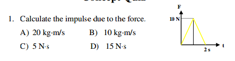 Solved Calculate the impulse due to the force. 20 kg middot | Chegg.com