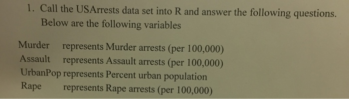 Solved 3. Use the same USArrests data set in Question 1 | Chegg.com