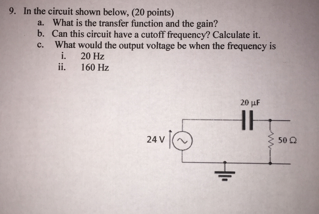 Solved In the circuit shown below, a. What is the transfer | Chegg.com