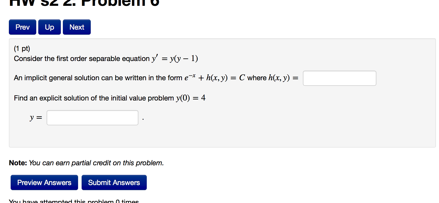 Solved Consider The First Order Separable Equation Y Y Y