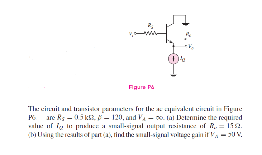 Solved The circuit and transistor parameters for the ac | Chegg.com