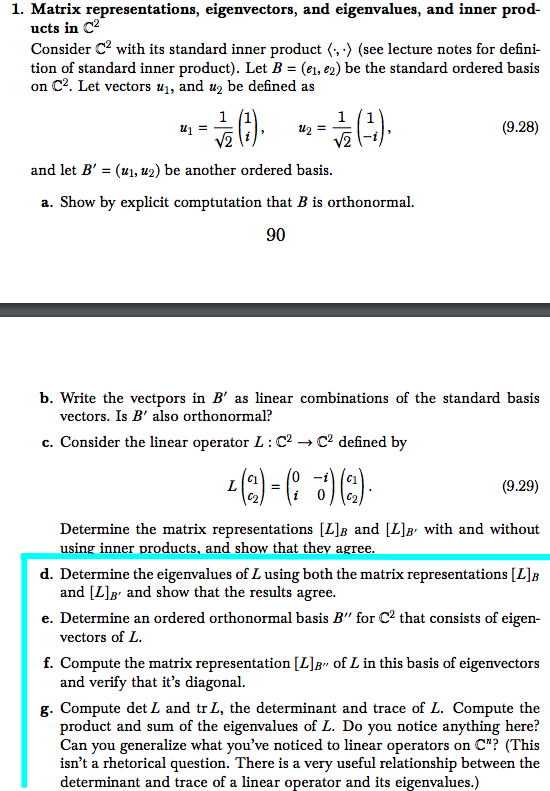 Solved 1. Matrix representations, eigenvectors, and | Chegg.com