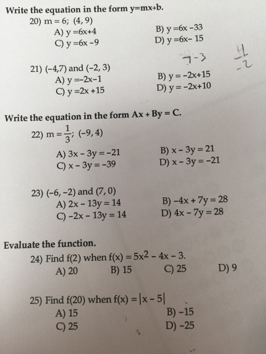Solved Write the equation in the form y = mx + b. m = 6; | Chegg.com