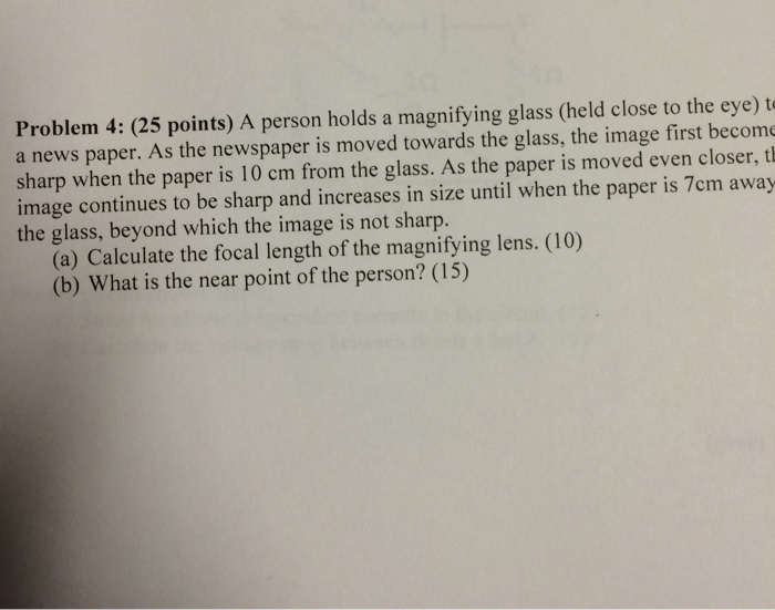 Solved Problem 4: (25 points) A person holds a magnifying | Chegg.com