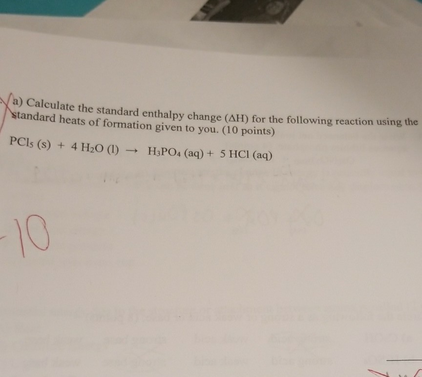 Solved Iculate the standard enthalpy change (AH) for the | Chegg.com