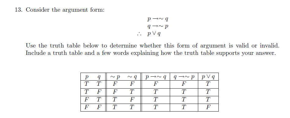 Solved Consider the argument form: p rightarrow tilde q q | Chegg.com