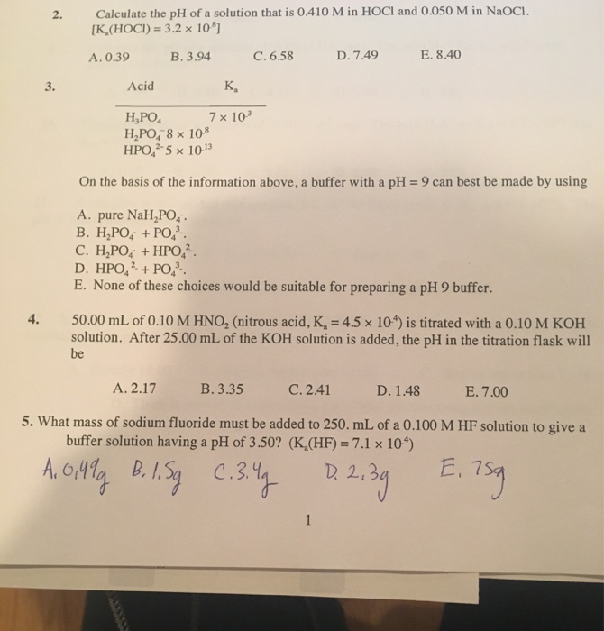 Solved Calculate the pH of a solution that is 0.410 M in | Chegg.com
