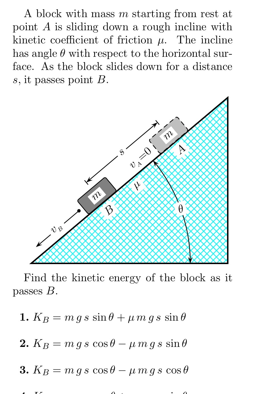 Solved A block with mass m starting from rest at point A is | Chegg.com