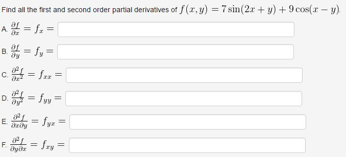 Solved Find all the first and second order partial | Chegg.com