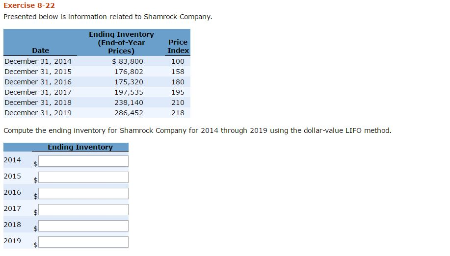 Solved Presented below is information related to Shamrock | Chegg.com