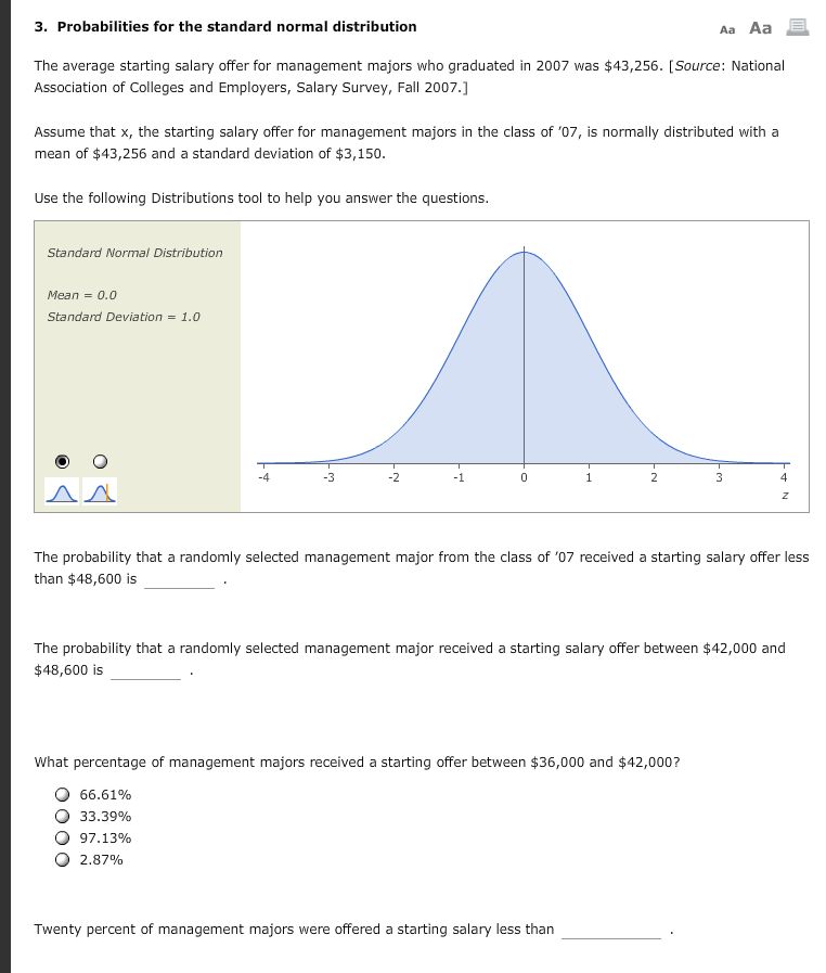 Solved 3. Probabilities for the standard normal distribution | Chegg.com