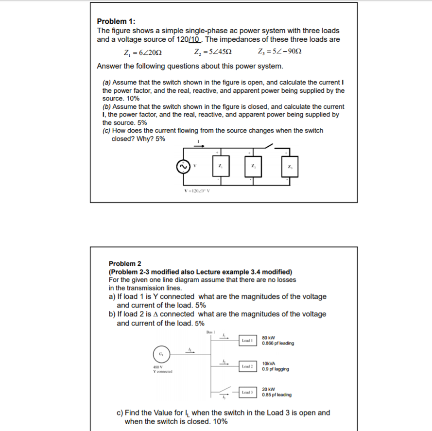 Solved Problem 1: The figure shows a simple single-phase ac | Chegg.com