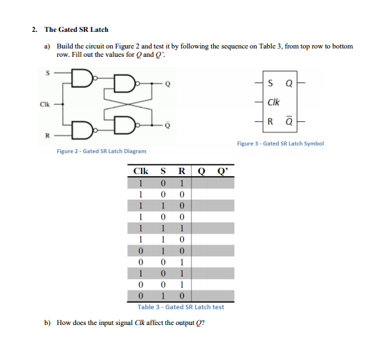 Solved 2. The Gated SR Latch Build the circuit on Figure 2 | Chegg.com