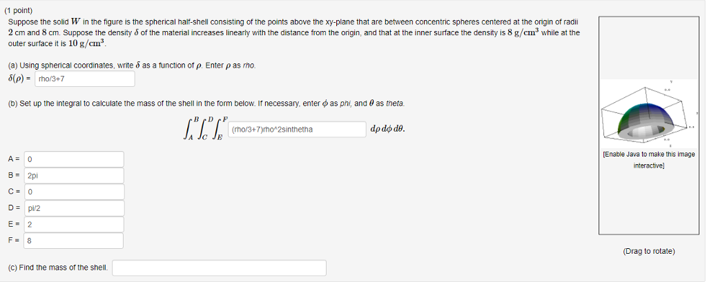 Solved (1 point) n concentric spheres centered at the origin | Chegg.com