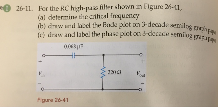 Solved For the RC high-pass filter shown in Figure 26-41, | Chegg.com
