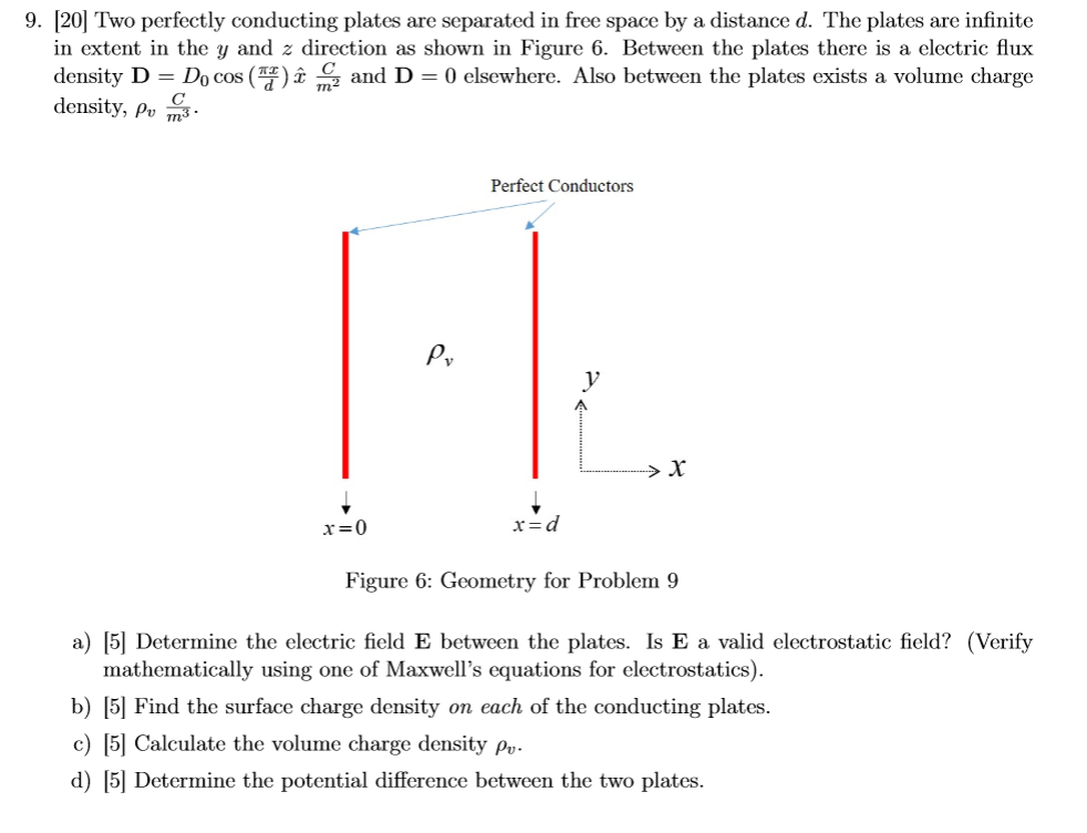 Solved 9. [20 Two perfectly conducting plates are separated | Chegg.com