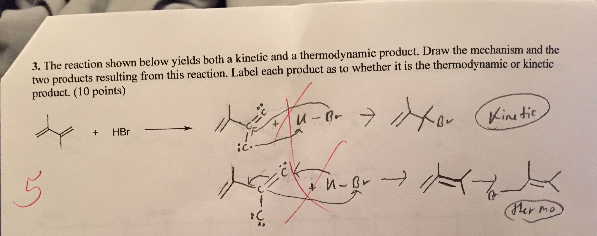 Solved The reaction shown below yields both a kinetic and a | Chegg.com