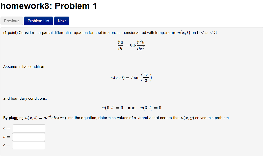 Solved homework8: Problem 1 Previous Problem ListNext (1 | Chegg.com