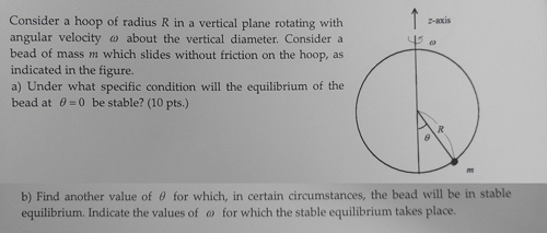 Solved Consider a hoop of radius R in a vertical plane | Chegg.com