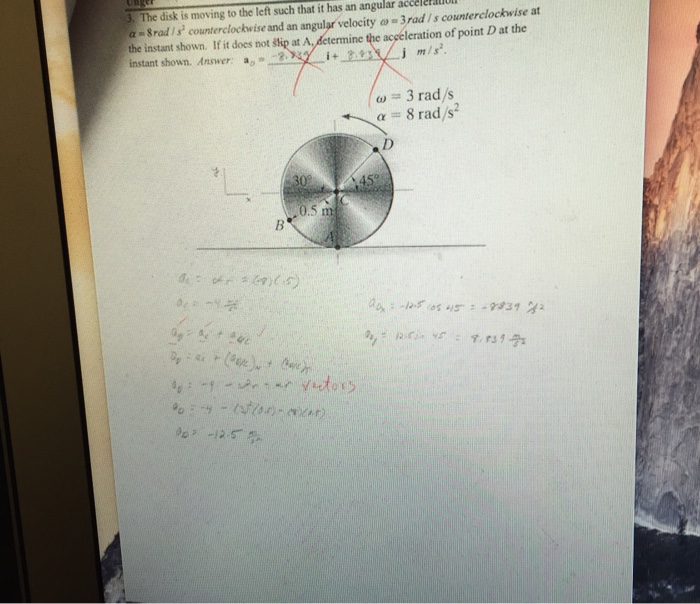 Solved The disk is moving to the left such that it has an | Chegg.com