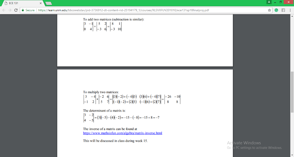 Solved ECE 131 C Secure https://learn unm.edu/bbcs ebdav/pid | Chegg.com